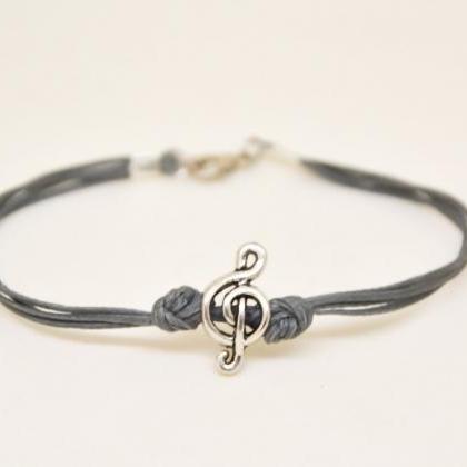Treble Clef Bracelet For Men, Men's Bracelet, Silver Music Note Charm ...