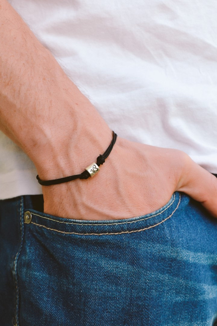 Zodiac Signs Bracelet, Capricorn Sign, Mens Bracelet With Silver Sign ...