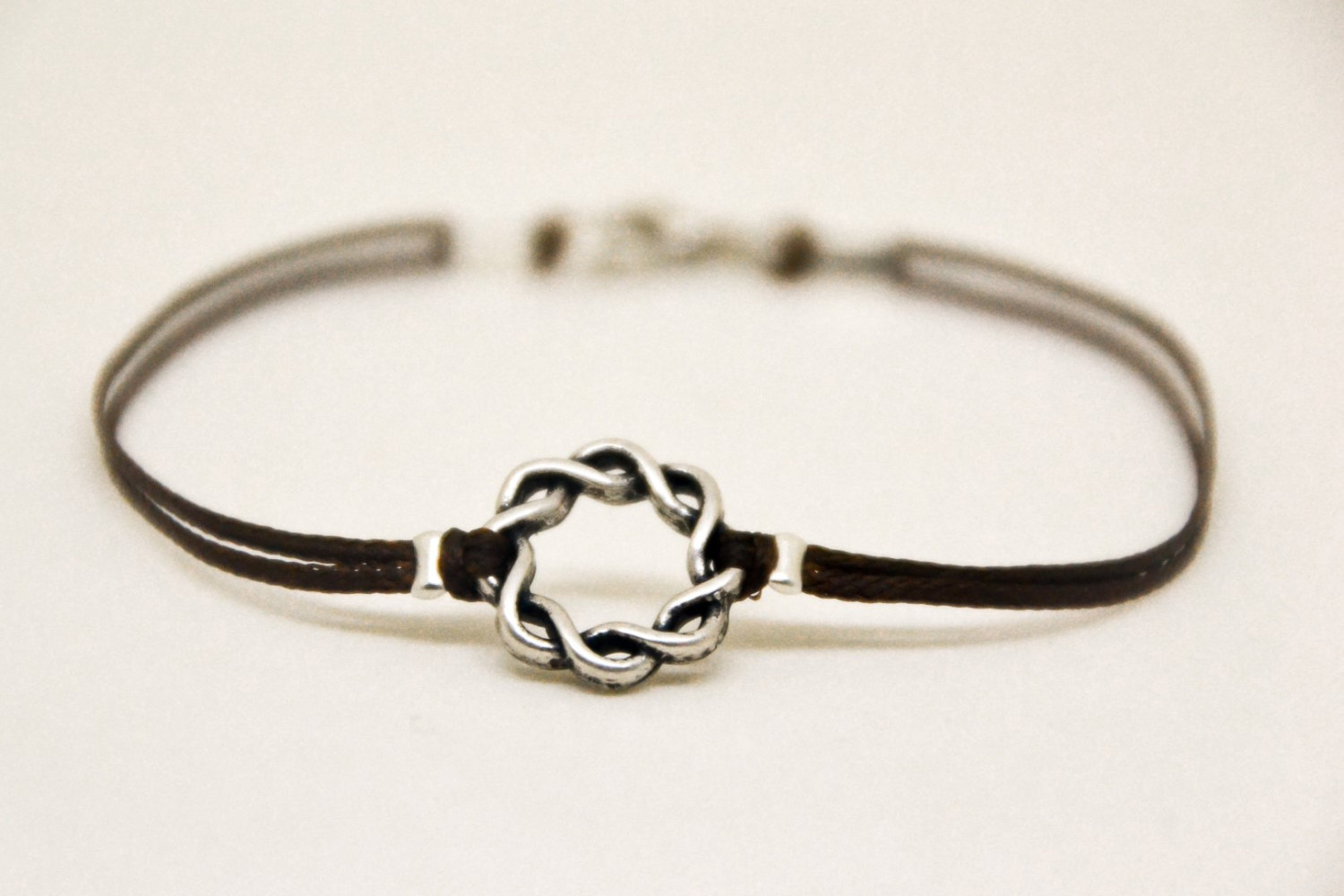 Karma Bracelet For Men, Men's Bracelet With A Silver Braid Circle Charm ...