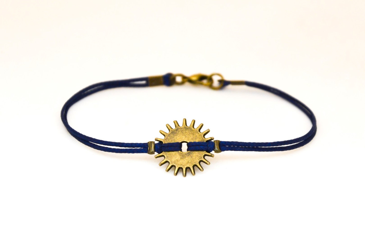 Men's Bracelet, Gear Bracelet, Blue Cord Bracelet For Men With Cogwheel ...